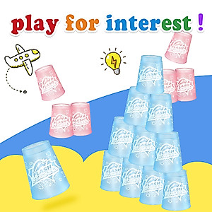 diginterest Stacking Cup Game with 12Pcs Cup Stacking Set, Bpa-Free Plastic Sport Stacking Cup Competition Challenge Speed Training Game for Boys Girls Travel Party Summer Camp Activities (Blue)