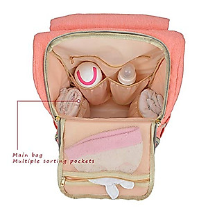Qimiaobaby Diaper Bag Backpack, Multifunctional Large-Capacity Diaper Storage Bag (Pink)