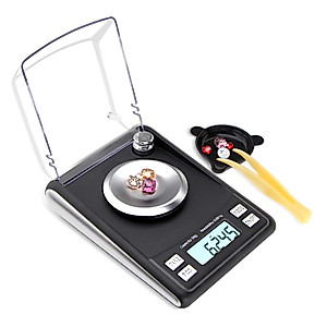 Fuzion Digital Milligram Scale 50/0.001g, High Precision Jewelry Scale with 20g Cal Weight, Scoop, Powder Pan and Tweezers for Powder Medicine, Reloading(Batteries Included)