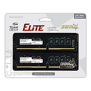 TEAMGROUP Elite DDR4 32GB Kit (2 x 16GB) 2666MHz (PC4-21300) CL19 UDIMM 288 Pin Desktop Memory - TED432G2666C19DC01