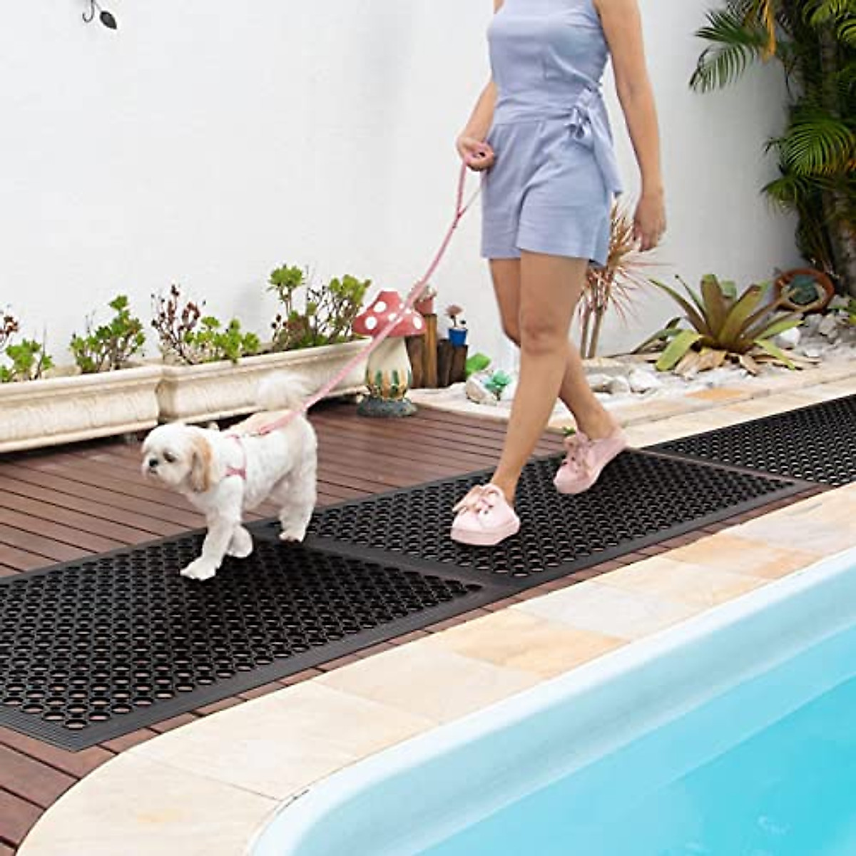 Rubber Floor Mats for Kitchen Commercial Anti-Fatigue Floor Mats Restaurant Bar Floor Mat New Rubber Door Mat Heavy Duty Drainage Mat for Garage Garden Use Black 36inch x 60inch from SallyMall