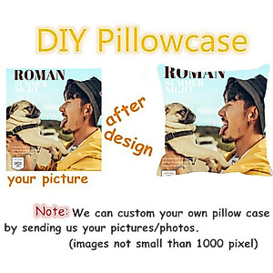 Shop&Three Custom Design Photos or Text Outdoor/Indoor Throw Pillowcase, Personalized Pet Photo Pillow, Love Photo Throw Pillowcases, Wedding Keepsake Throw Pillow Covers 18" x 18"