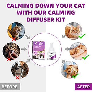 G · PEH Cat Pheromones Calming Diffuser Refill, 6 Pack Cat Calming Diffuser Refills Kit, Relieve Anxiety Stress 180 Days for Cats Calm, 48ml Fit All Common Diffusers Plug in