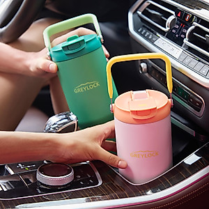 Greylock 30 oz Tumbler with Handle, Vacuum Insulated Tumblers with Flip Straw and Top Handle, Reusable Tumbler with Lid and Straw for Home, Office or Car, Leak-Proof Travel Mug, Keep Cold for 24 Hrs