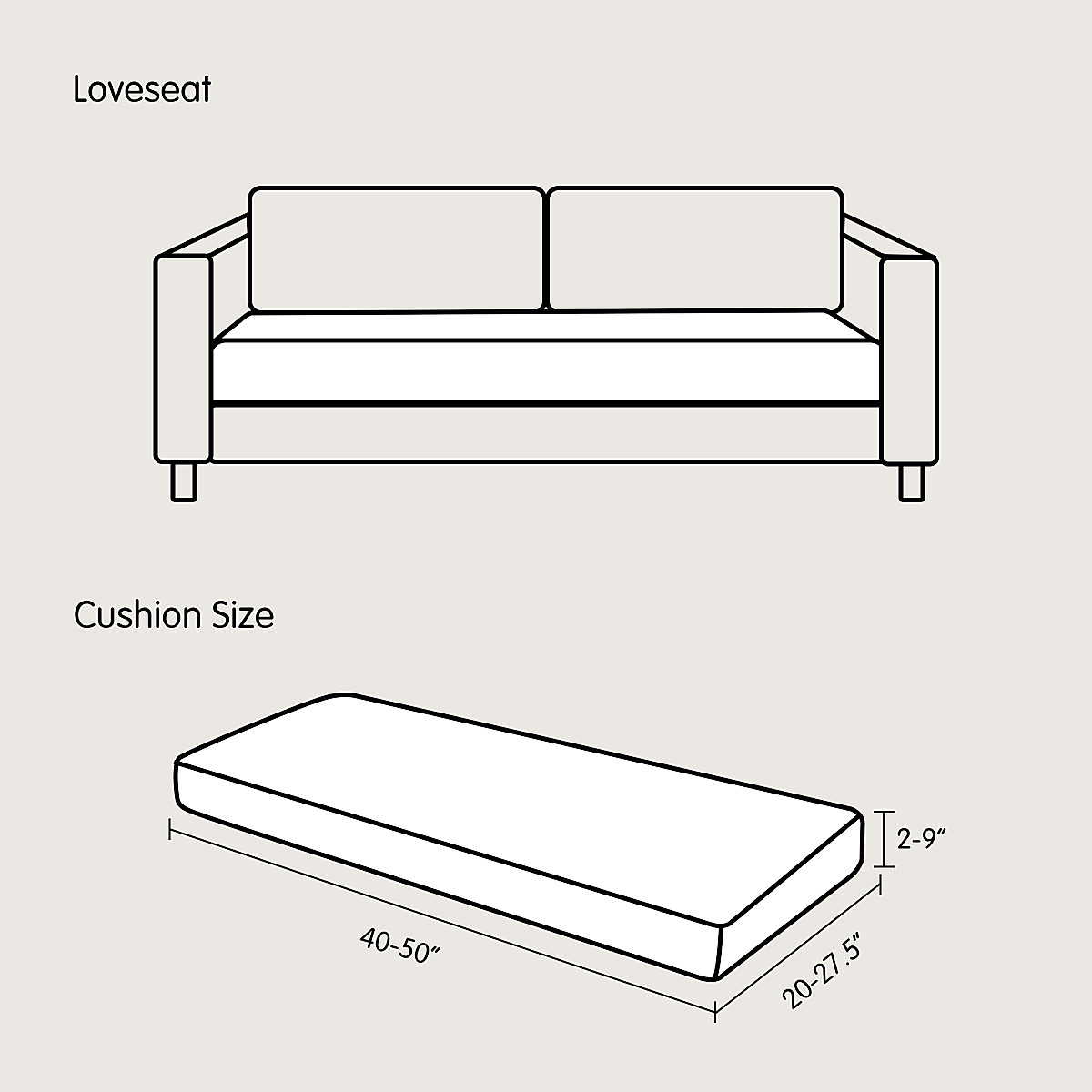 SUBRTEX Stretch Couch Cushion Cover, Sofa Cushion Furniture Protector, Couch Seat Slipcover, High Elasticity for RV Living Room (Loveseat Cushion, Light Grey)