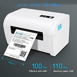 with U Disk (Driver.Software, Video are in U Disk) Label Maker Printer Thermal Barcode Shipping Printer Bluetooth and USB 110mm 4X6 Shipping Sticker Label Printer 4 inch (USB+Bluetooth Port)