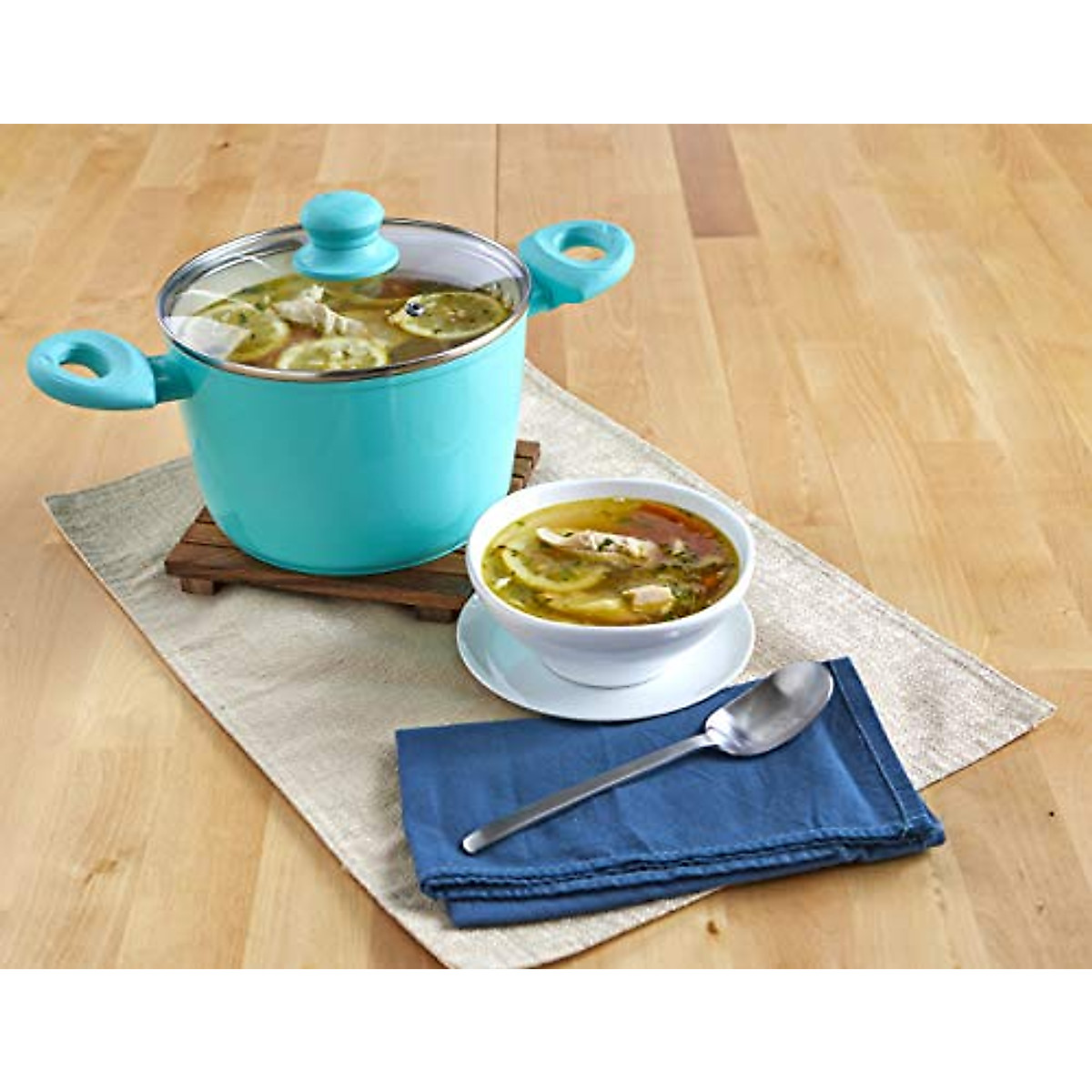 IMUSA USA IMU-30055 Stock Pot, 6.5Qt, Teal