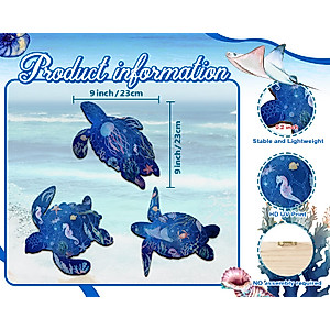 3 Pieces Wooden Turtle Wall Art ustic Turtle Bathroom Decor Turtle Art Sculpture Hanging Blue Marine Animal Turtle Decorations for Patio Swimming Pool Home Wall