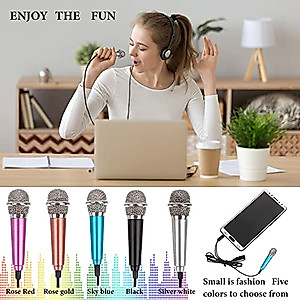 5Pcs Mini Microphone Mini Karaoke Microphone for Voice Recording, Portable Microphone Chatting and Singing Compatible with Smartphone iPhone, iPad, Laptop