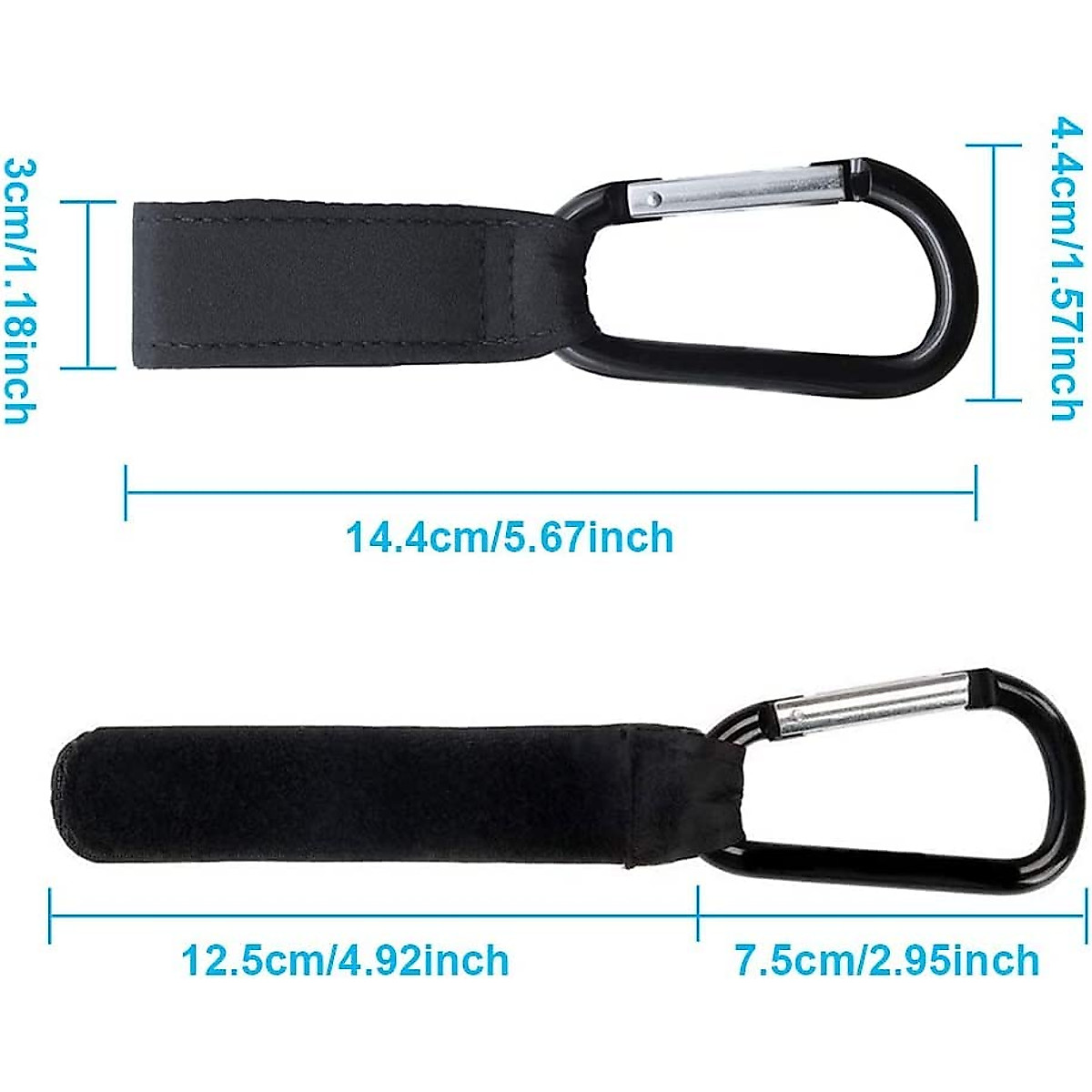 NORACLAN Baby Bag Clips Stroller Hooks Clips to Hang Your Shopping & Bags Safely on Your Buggy, Pushchair or Pram- Universal Fit on Strollers & Joggers