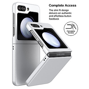 Eastcoo Slim Fit Galaxy Z Flip 5 Case, [Hard PC Back] [Frosted Feel] [Wireless Charging Support] Lightweight Shockproof Case Cover for Samsung Galaxy Z Flip5 (2023), Silver
