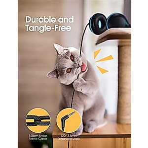 TUNEAKE Kids Headphones, Foldable Stereo On-Ear Kids Headset, 94dB Volume Limited, Adjustable Headband Headphones for Kids Teens, Tangle-Free 3.5mm Jack School Headphones for iPad Tablet, Blue Black