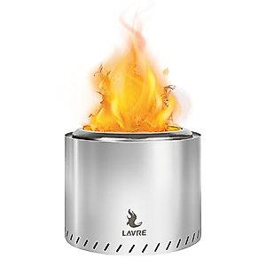 19" Smokeless Fire Pit,Portable Wood Burning Fireplace with Removable Ash Pan, Large Outdoor Firepit Stove for Backyard Patio Garden Picnic Camping Bonfire (Silver)