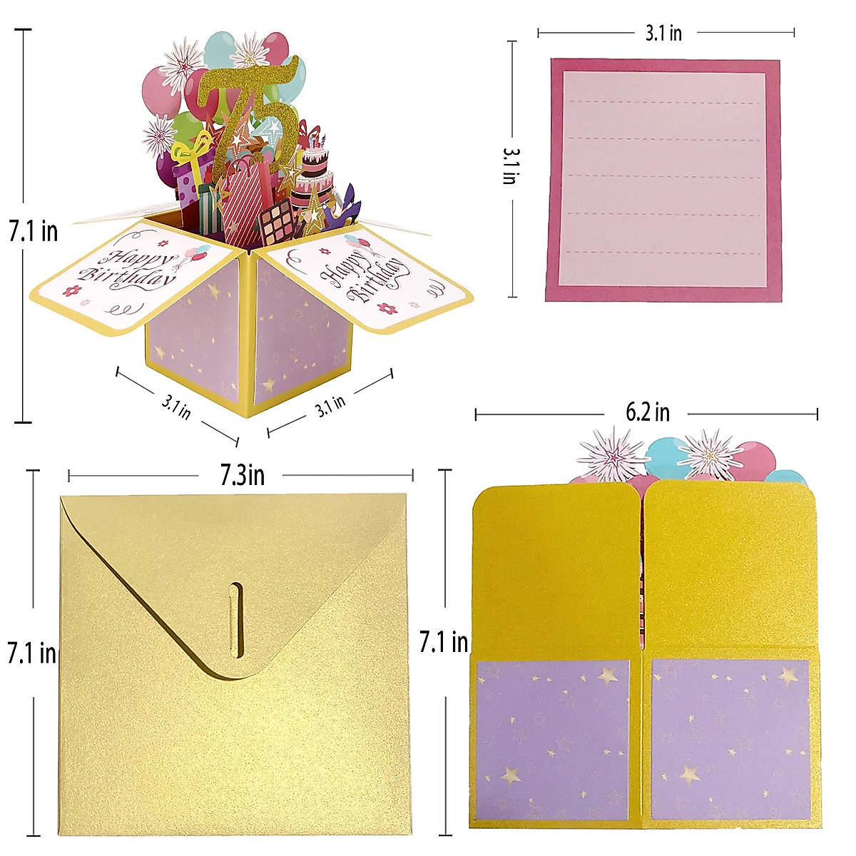 Asmallgf Sweet 75th Birthday Pop Up Card for Women Men, Surprise 75 Years Old Gift for Grandma Grandpa, Humorous 75 Bday 3D Greeting Card for Husband Wife, Best 75 Birthday Gift Idea for Mom Dad