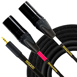 Mogami GOLD 3.5-2XLRM-03 Stereo Audio Y-Adapter Cable, 3.5mm TRS Plug to Dual XLR-Male Plugs, Gold Contacts, Straight Connectors, 3 Foot