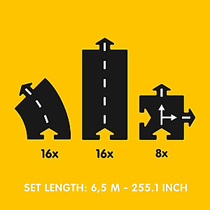 Waytoplay King of The Road, 40 Piece Circuit for Toy Cars - Flexible, Indestructible, and Waterproof - Modular Car Tracks - Made in The Netherlands