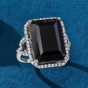 Ross-Simons Onyx and .90 ct. t.w. White Topaz Ring in Sterling Silver. Size 8