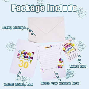 Gumry 30TH Birthday Card, Blowable Musical Birthday PopUp Card with LED Light Candle Song 'HAPPY', 30th Birthday Decorations, 30th Birthday Gifts for 30 Years old Her Him Women Men Friends Sister