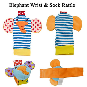 Baby Wrist Rattle Foot Finder Socks Set for Babies 0-3-6-12 Months, Infant Toys for Newborn Boys and Girls 0-6-9-12 Months, Sensory Learning Toy for Shower Gifts