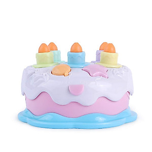 Kids Birthday Cake Toy for Baby with five Candles Music Pretend Play Cake for Toddlers