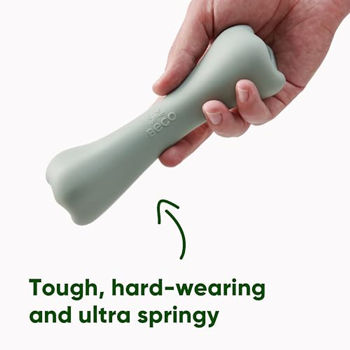 Beco Dog Toy - Natural Rubber Chew Bone Toy with Treat Hole - Green