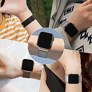 TRA 3 Pack Metal Stainless Steel Bands Compatible with Apple Watch Band 49mm 45mm 44mm 42mm 41mm 40mm 38mm, Magnetic Mesh Loop Strap Wristband for iWatch Ultra Series 8/SE/7/6/5/4/3/2/1 Men Women