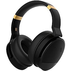 Funsmile Active Noise Cancelling Headphones Bluetooth Headphones Wireless Headphones Over Ear Built-in Microphone Deep Bass, 30 Hours for Travel/Work/TV/Computer/Cellphone - Gold