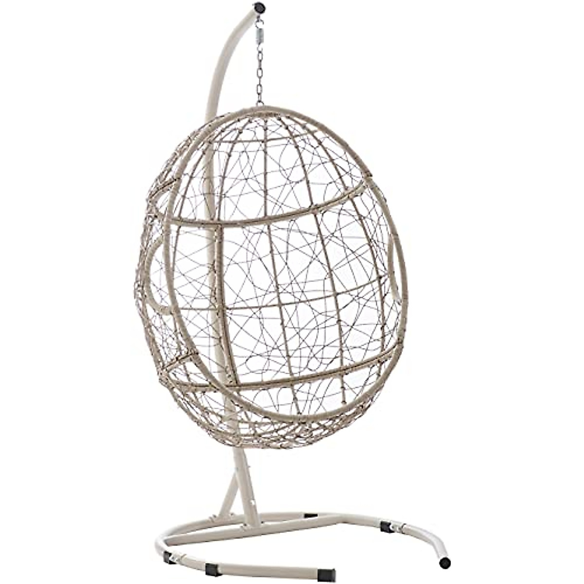 Crosley Furniture KO70230LB Cleo Indoor/Outdoor Wicker Hanging Egg Chair with Stand, Light Brown with Sand Cushions