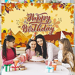 Fall Birthday Party Decorations Large Pumpkin Birthday Banner Fall Happy Birthday Backdrop for Harvest Thanksgiving Autumn Pumpkin Birthday Baby Shower Background Photo Booth Props Party Supplies