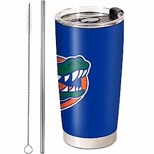 Generic 20oz College Football Tumbler, Stainless Steel Vacuum Travel Tumbler Cup with Lid and Straw, Coffee Mugs Gift for Florida Drinks