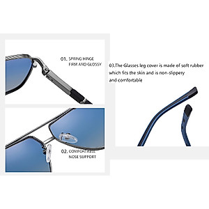 Haigfore Polarized Sunglasses Classic Fashion Oversized Frame for Men Driving UV Protection (Gunmetal Frame/Gradient Blue Lens)