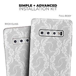 DesignSkinz White Floral Lace Protective Vinyl Decal Wrap Skin Cover Compatible with The Samsung Galaxy S20 (Screen Trim & Back Glass Skin)