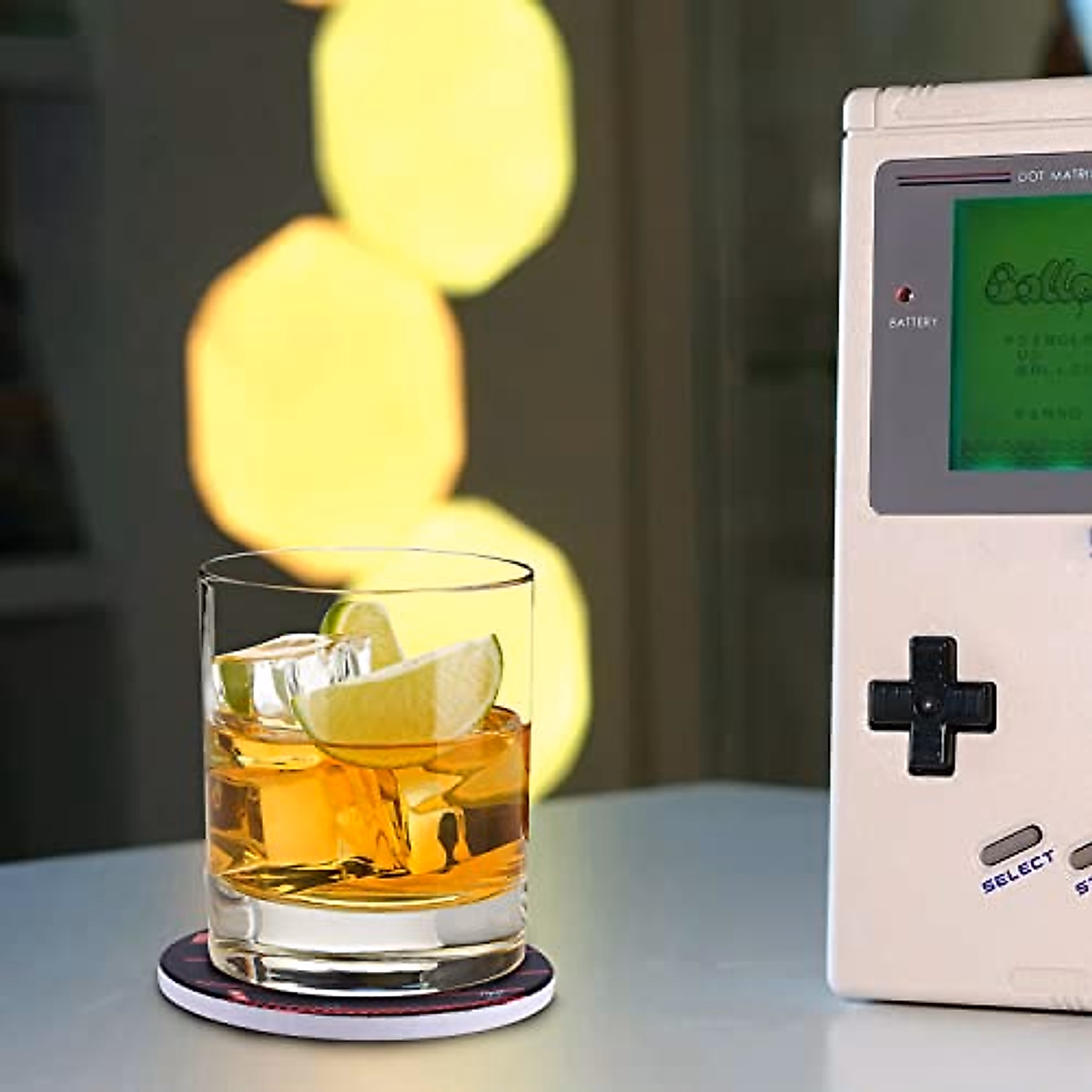 Pounchi Retro Video Game Coaster （4 Pack ） Game Lovers Absorbent Coasters Retro Drink Coasters for Game Lovers with Cork Base Bar Coasters Round Stone Coasters Car Coasters Set for Teens