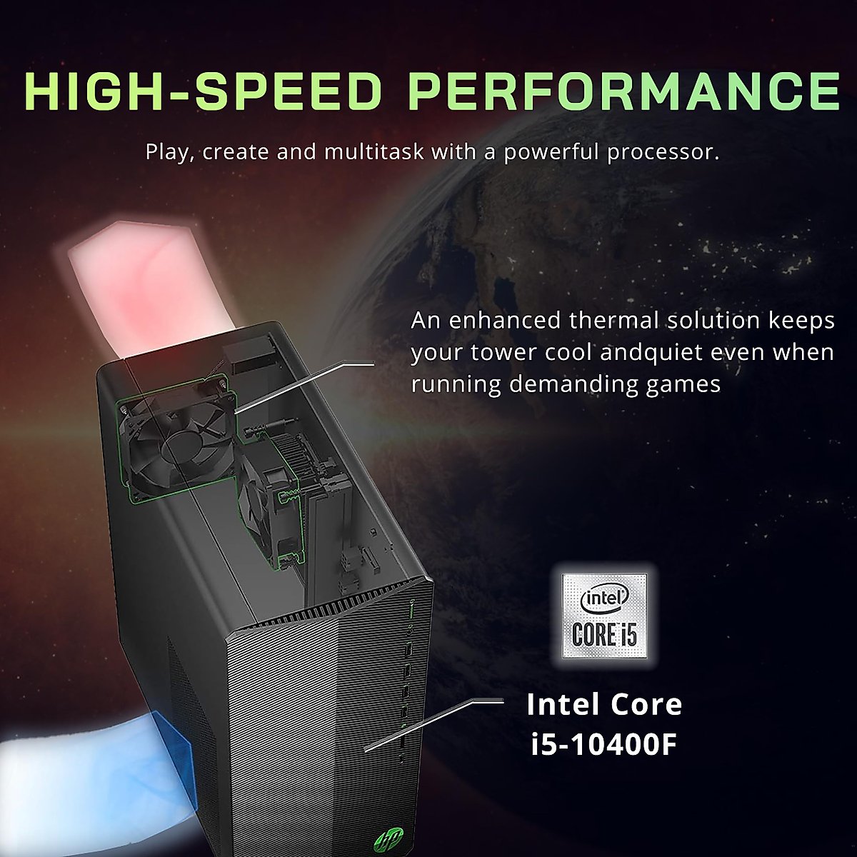 HP 2022 Pavilion Gaming Desktop Computer, Intel Core i5-10400F Processor (Beats i7-9750H), 16GB RAM, 512GB PCIe SSD, GeForce RTX 3060 Graphics, Keyboard & Mouse, Win 11, Black, 32GB SnowBell USB Card