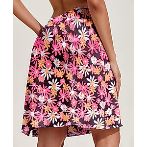 COOrun Women's 20" Knee Length Skorts Skirts Print Athletic Tennis Golf Skirt for Women Casual Summer Skirts,Black Pink Medium