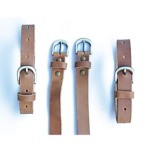 Jeereal Genuine Leather Stirrup Straps (4 Pack) with Metal Buckle Adjustable Length (Bourbon Brown)