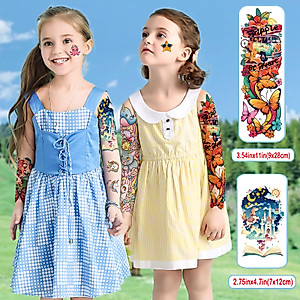 52 Pcs Temporary Tattoo for Kids Full Arm Castle Butterfly Cat Truck Dinosaur Rocket Planet Cute Animal Body Face Fake Arm Tattoos for Girls Boys Tiny Tattoo Stickers Birthday Gifts Party Supplies