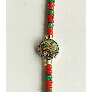 ALEX AND ELSA SAINT MICHAEL BEAD BRACELET FOR PROTECTION 7.5" LONG/PULSERA DE SAN MIGUEL PARA PROTECCION 7.5 LARGO