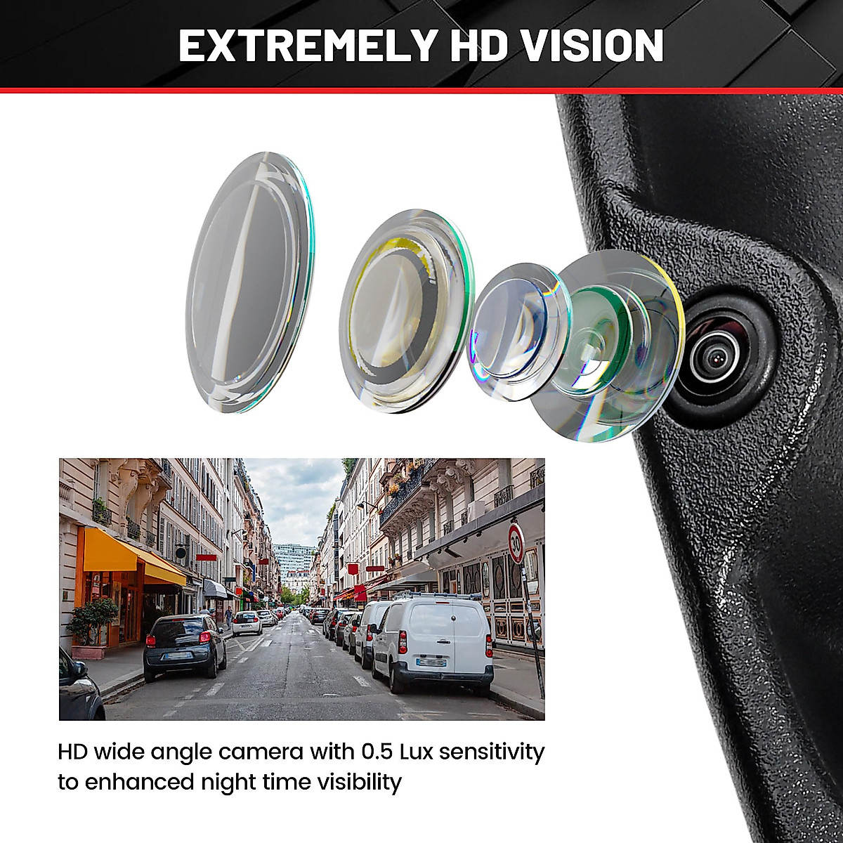 RED WOLF Tailgate Handle Backup Camera Fit for 1999-2006 Chevrolet Chevy Silverado/GMC Sierra 1500 2500 3500HD Pickups Reverse Rear View Backup Camera, Waterproof Guideline w/12V Power Cable RCA Plug