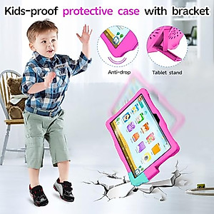 10.1 Inch Kids Tablet,Android 12 Tablet for Kids with Parent Control,1280x800 HD IPS,3GB+32GB,6000mAh Dual Camera WiFi Bluetooth Tablet,Children Tablet with Shock-Proof Case YouTube Netflix(Pink)