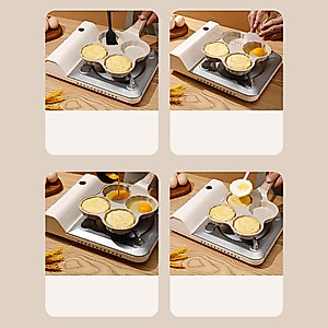 Unoschrim Egg Frying Pan | 4-Cup, Nonstick Fried Egg Pan, Aluminium Omelette Pan, Versatile Breakfast Frying Pan for Cooking Egg, Hamburger, and Pancake, Compatible with All Stoves, Off White