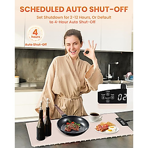 Electric Food Warming Mat with 9 Adjustable Temperature, Silicone Food Warming Tray for Buffet, Food Warmer for Countertop With Child-Lock & Auto Shut-Off, Food Heating Mat for Parties, Everyday