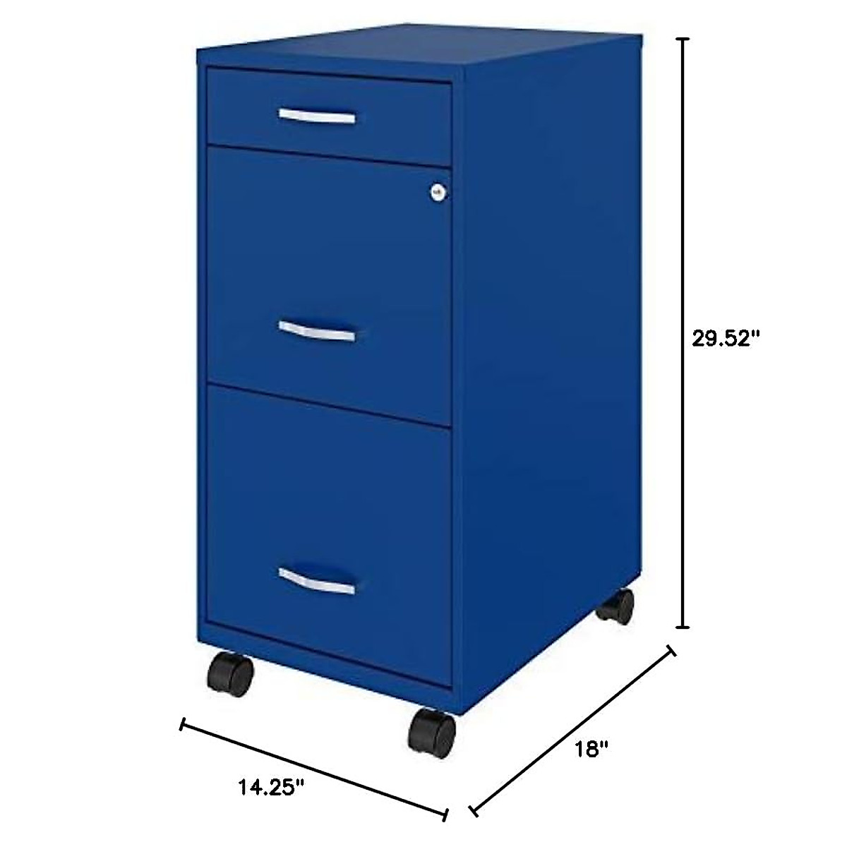 Home Square 3 Drawer Mobile Metal Filing Cabinet Set in Blue (Set of 2)