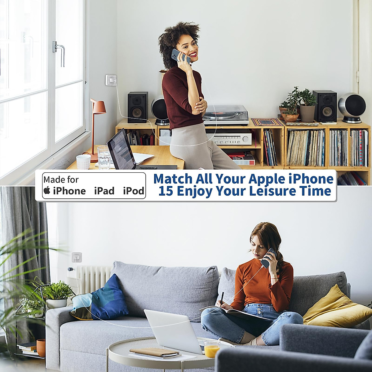 【MFi Certified】iPhone 15 Charger Fast Charging, Assrid 3Pack 20W USB-C Power Type-C Wall Charger Block+6FT USB-C to USB-C Charge Cable for iPhone 15/15 Plus/15 Pro/15 Pro Max/iPad Pro/Air/Mini/AirPods