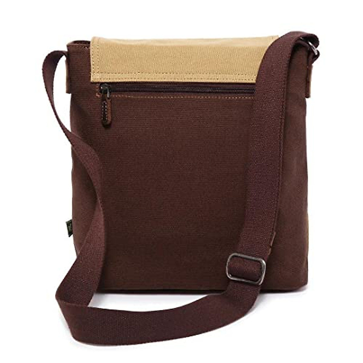 TSD Brand Hidden Woods Canvas Crossbody Bag w/Flap (Brown)