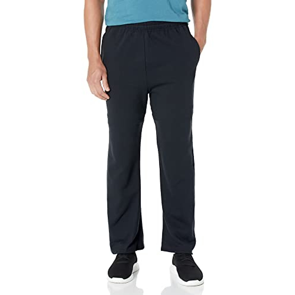 Jerzees mens Fleece Sweatpants, Open Bottom - Black, Large US