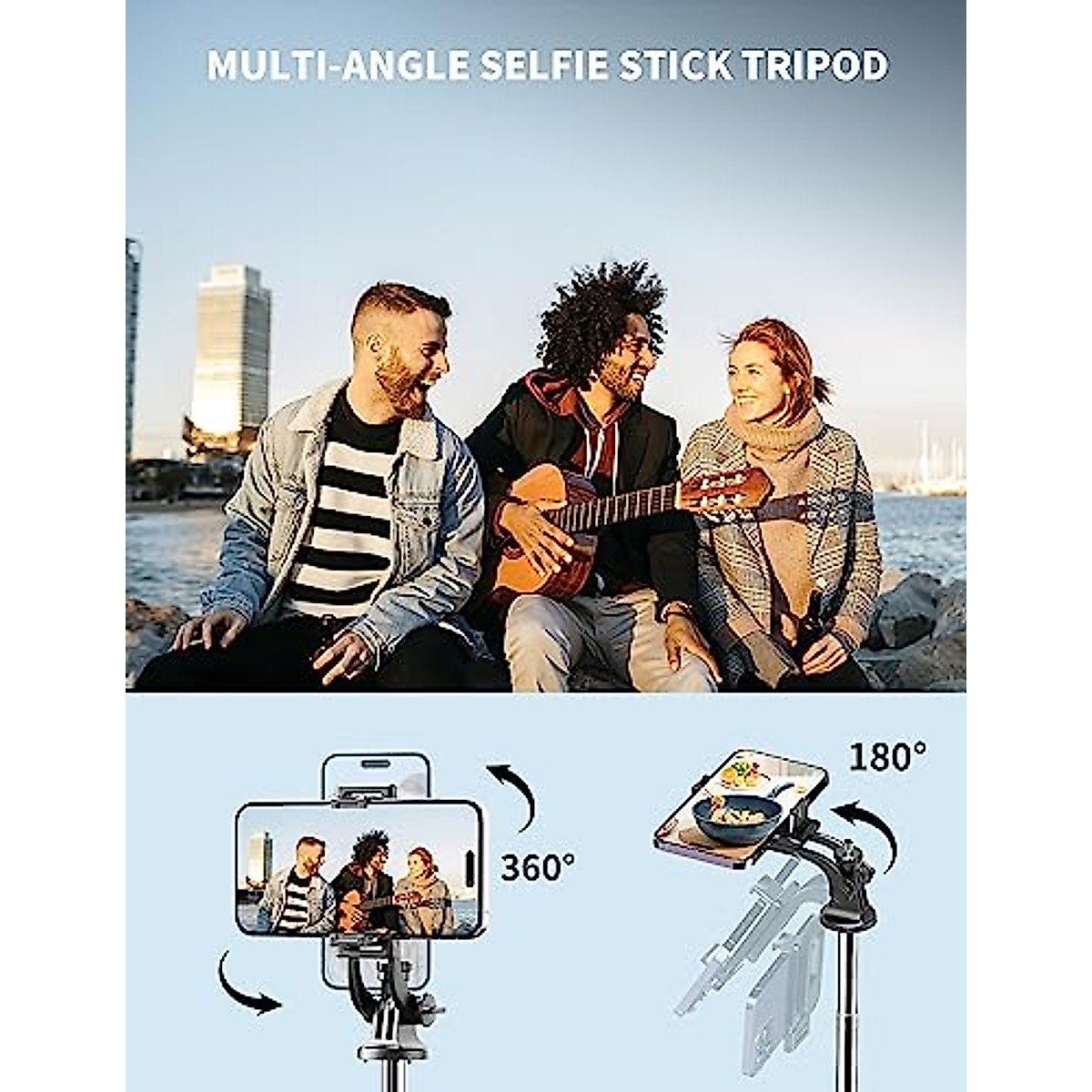 71" Phone Tripod & Selfie Stick, All in One Extendable Cell Phone Tripod with Wireless Remote, Tripod Stand for iPhone & Travel Tripod 360° Rotation Compatible with iPhone Android Phone, Camera