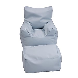 Children's Factory Cozy Chair and Ottoman Set, Flexible Seating Classroom Furniture, Comfy Kids Chairs, Fog Blue