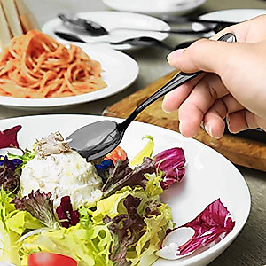 Black Silverware Set，24-Piece Stainless Steel Flatware Service for 6, Mirror Finish Cutlery Set with Gift Box (Black)