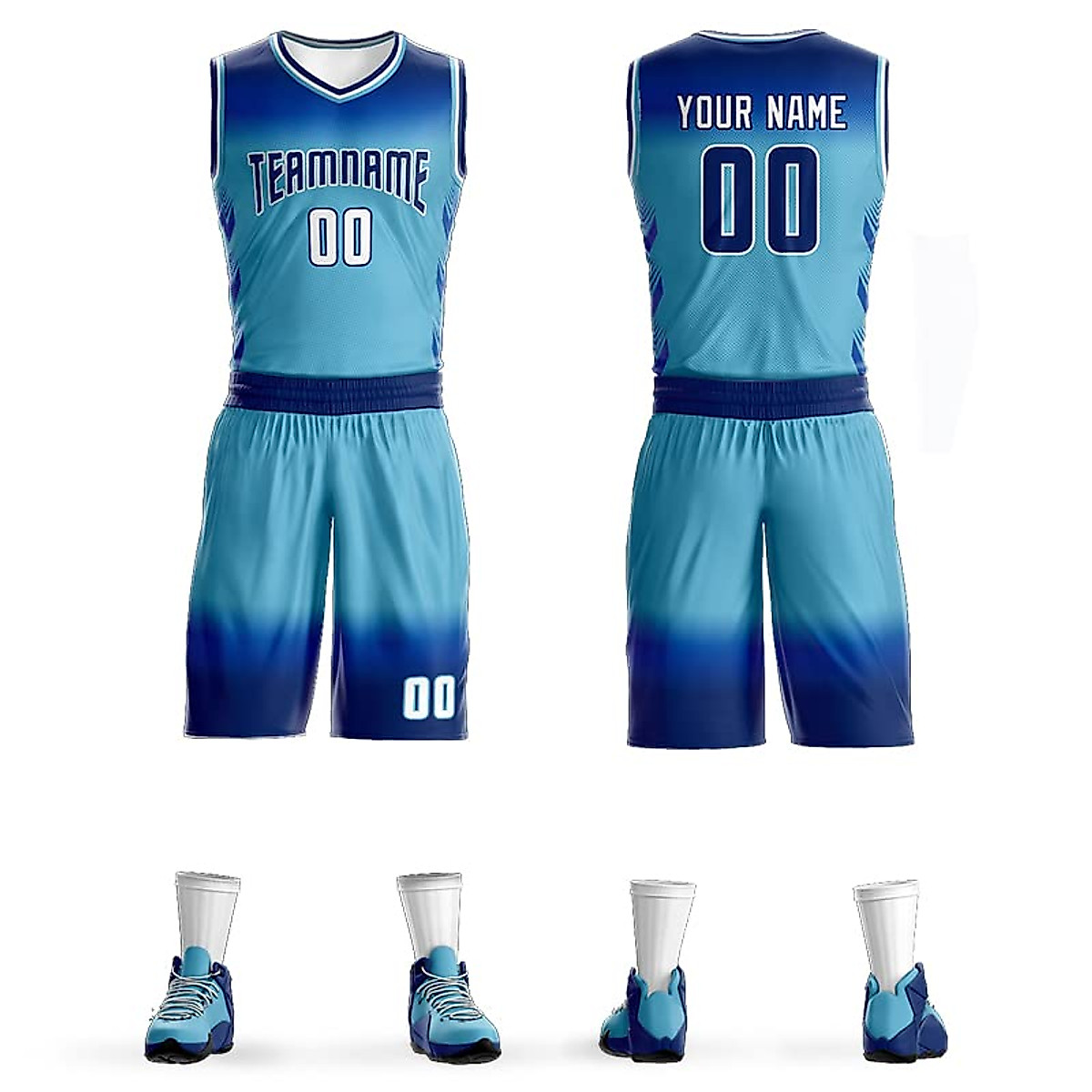 Custom Gradient Basketball Jersey Kit Printed Team Name &Number Suit for Adults Boys Personalized Athletic Uniform